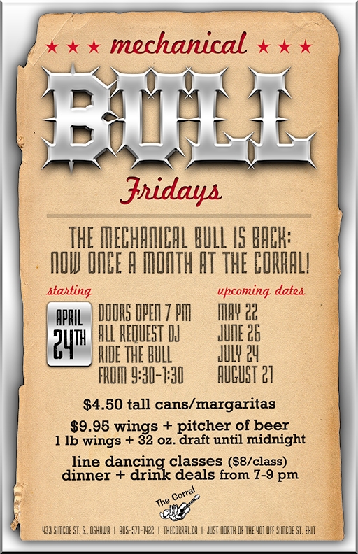 Mechanical Bull - August 21 @ The Corral Nightclub (Oshawa)
